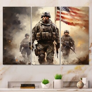 Designart "Us Military In Mission I" Army Wall Art Living Room Set - Bed Bath & Beyond - 39443343